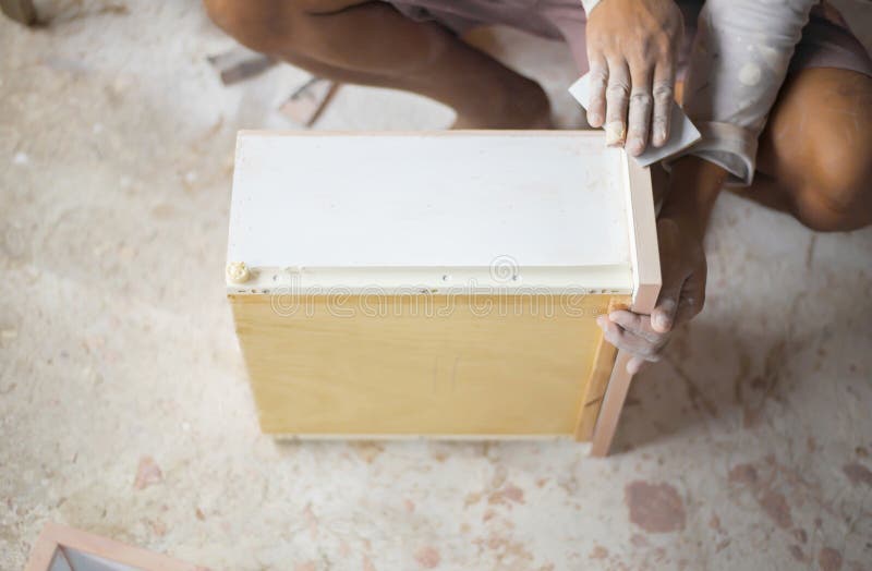 Wood Furniture Artisans are Working Stock Photo - Image of closeup ...