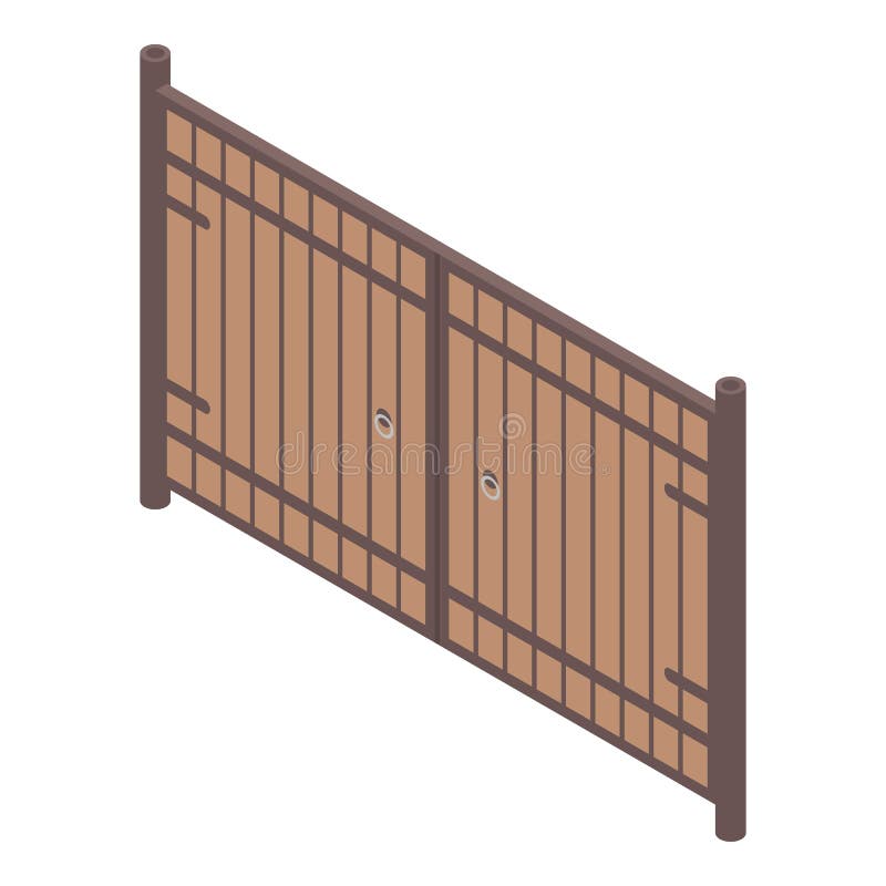 Wood Gates Icon, Isometric Style Stock Vector - Illustration of cartoon ...