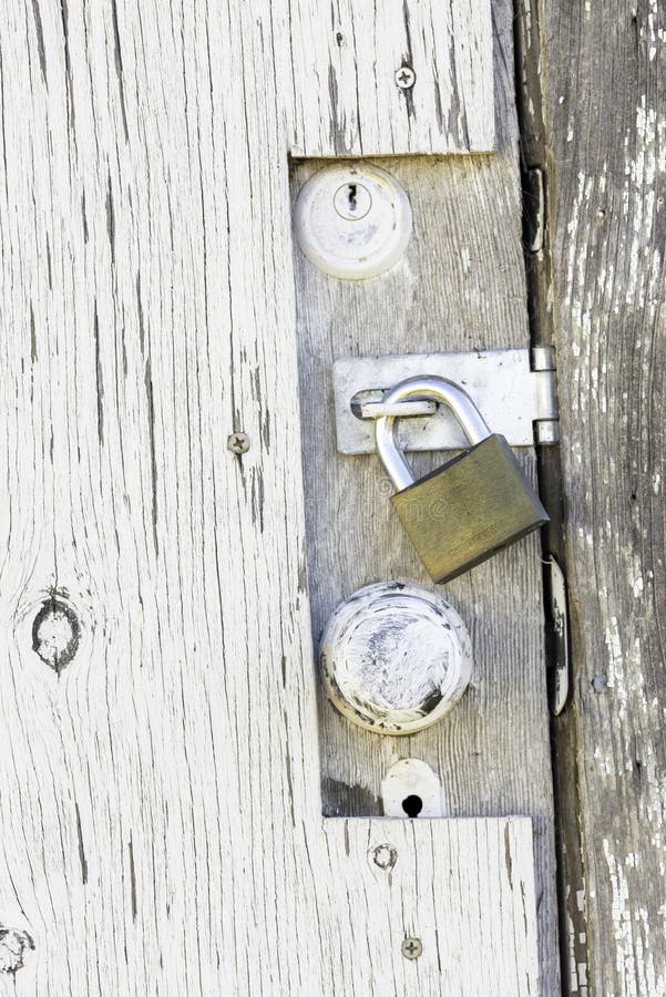Wood Grain Painted Door with Locks Stock Image - Image of rustic ...
