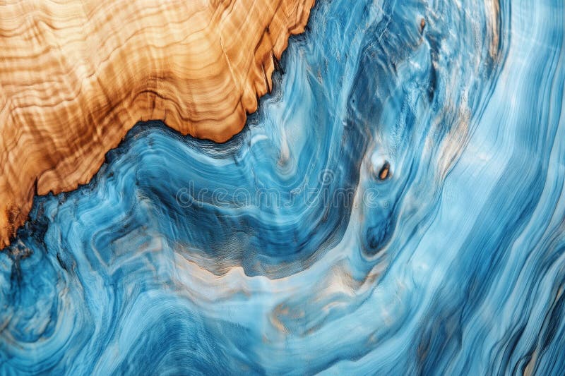 Wood Grain Patterns with Blue Resin, Natural Textures and Colors Stock ...