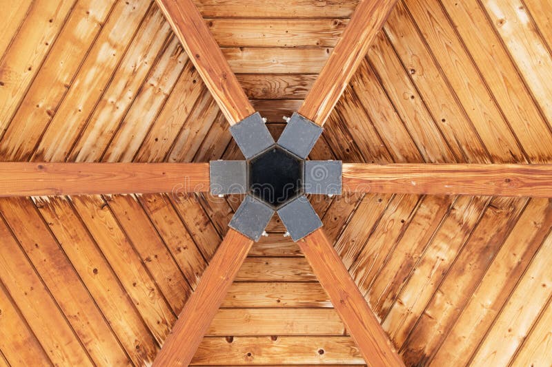 Wood Hexagonal Roof Background from Below Stock Image - Image of water ...