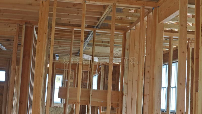 Wood Home Framing at Construction Site. Stock Footage - Video of home ...