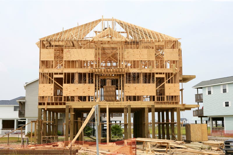 Wood House Contruction, American Wooden Structure Stock Image - Image ...