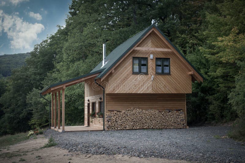 Wood house in forest stock photo. Image of shack, building - 107243046