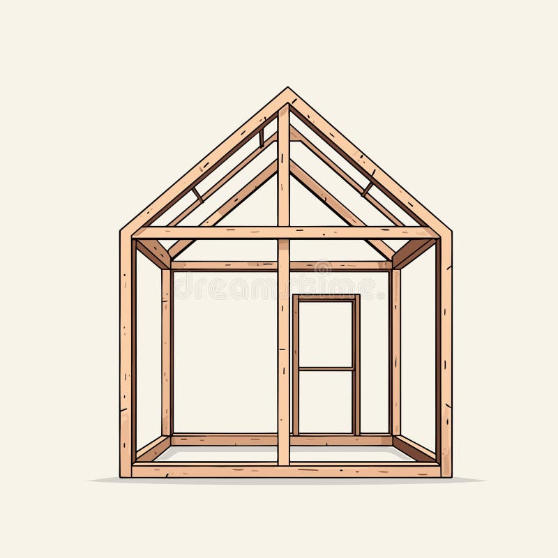 Wood House Frame Vector Flat Minimalistic Isolated Illustration Stock ...