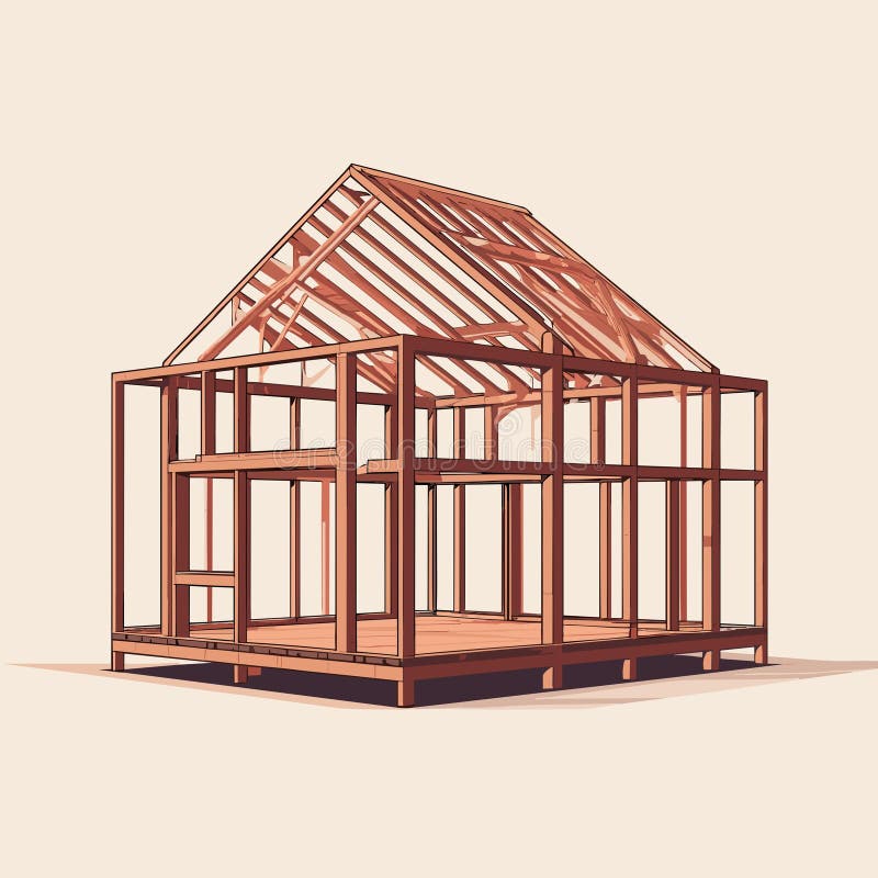Wood House Frame Vector Flat Minimalistic Isolated Illustration Stock ...