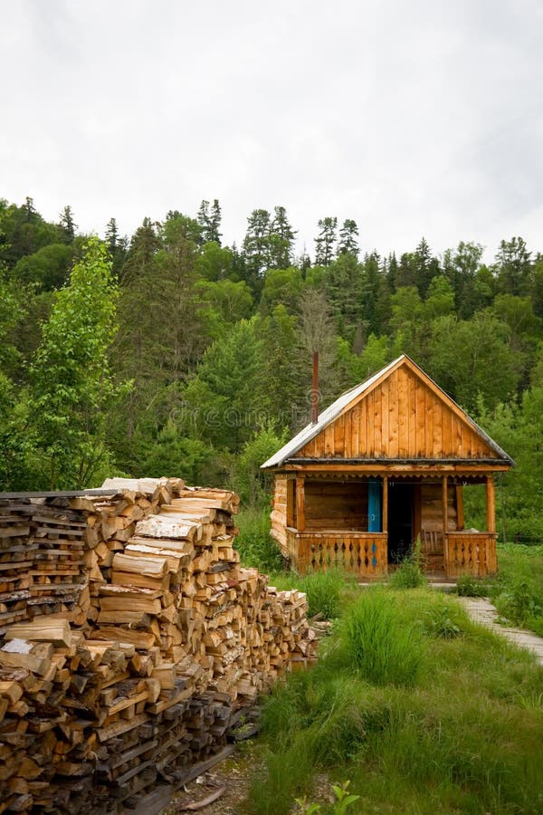 Wood house. Stocked wood. stock photo. Image of beam - 21087716