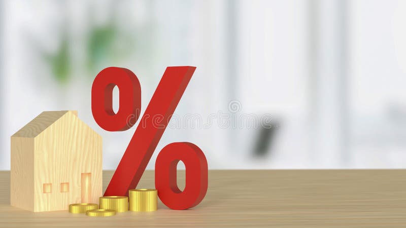 The Wood House and Percent for Property Concept 3d Rendering Stock Illustration - Illustration ...