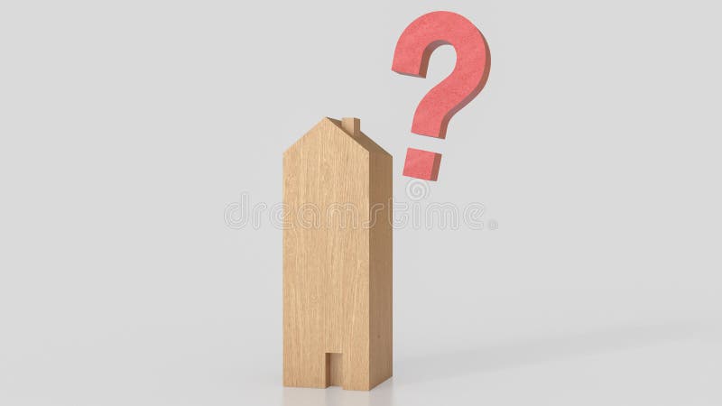 The Wood House and Question Mark for Property Concept 3d Rendering ...