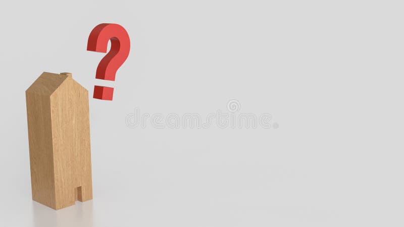 The Wood House and Question Mark for Property Concept 3d Rendering ...