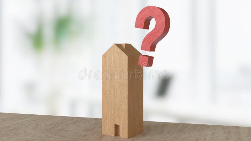 The Wood House and Question Mark for Property Concept 3d Rendering ...