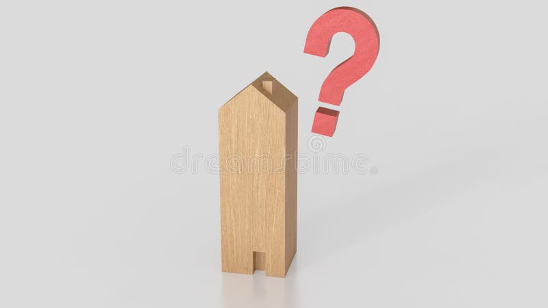 The Wood House and Question Mark for Property Concept 3d Rendering ...