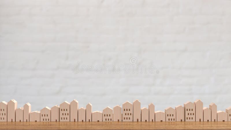 The Wood House on Table for Property or Real Estate Concept 3d ...