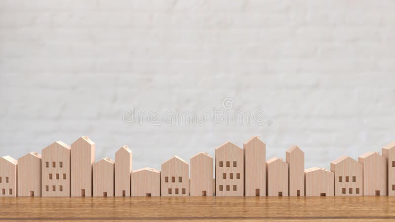 The Wood House on Table for Property or Real Estate Concept 3d ...