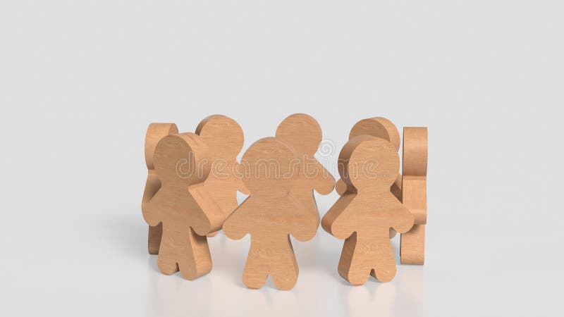 The Wood Human for Team Concept 3d Rendering Stock Illustration ...