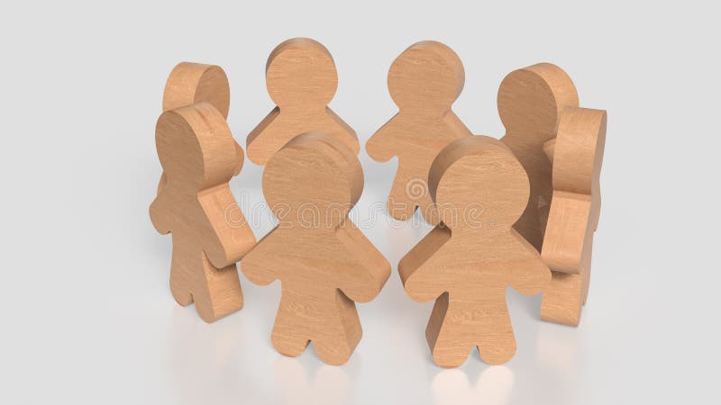 The Wood Human for Team Concept 3d Rendering Stock Illustration ...