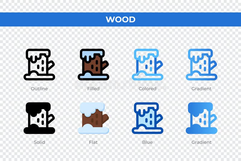 Wood Icons in Different Style. Wood Icons Set. Holiday Symbol ...