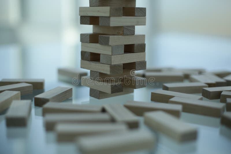 Wood Jenga on Glass Table in Bright Room Stock Photo - Image of game ...
