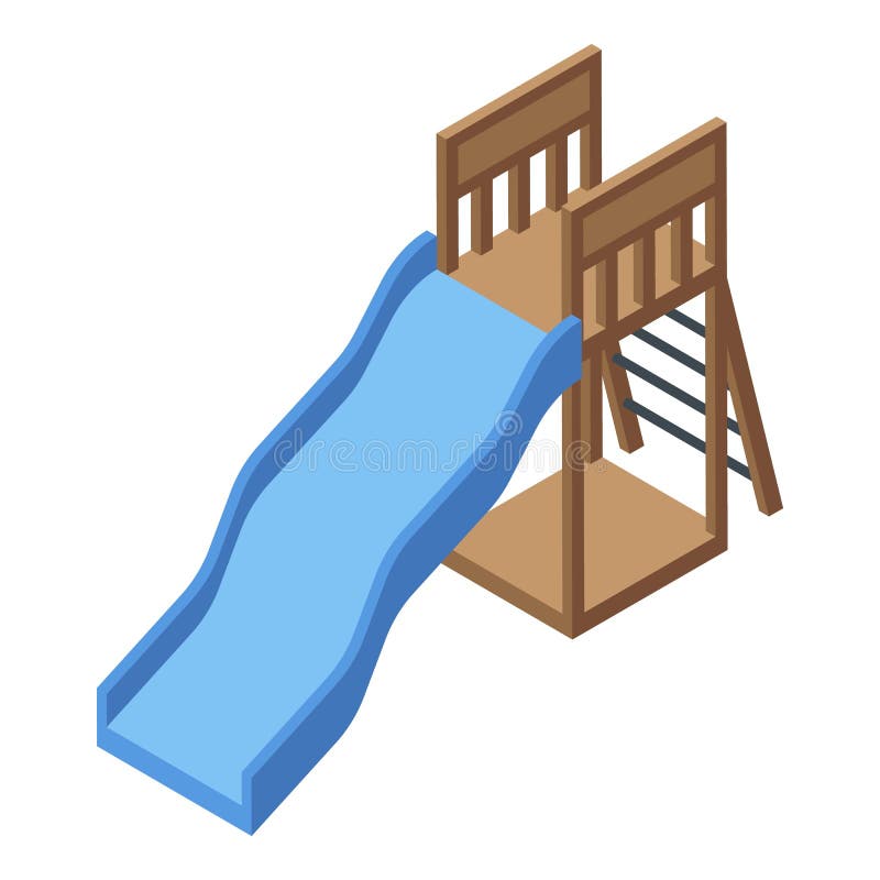Wood Kid Slide Icon, Isometric Style Stock Vector - Illustration of ...