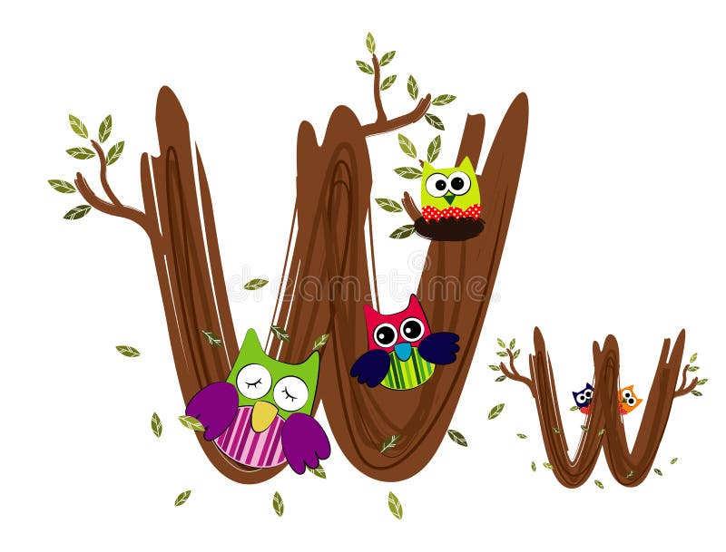 Wood Letter a Owl Vector stock vector. Illustration of daytime - 41343801