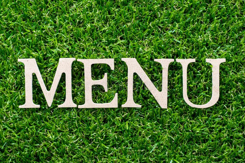 Wood Letter in Word Menu on Green Grass Background Stock Photo - Image ...