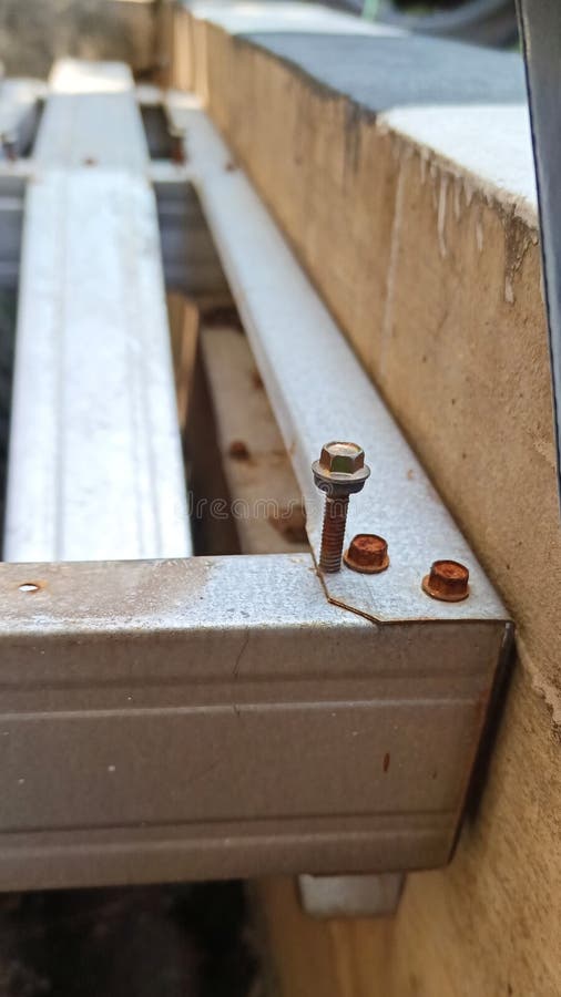 Wood, Light Steel and Bolts Stock Photo - Image of environment, grooved ...