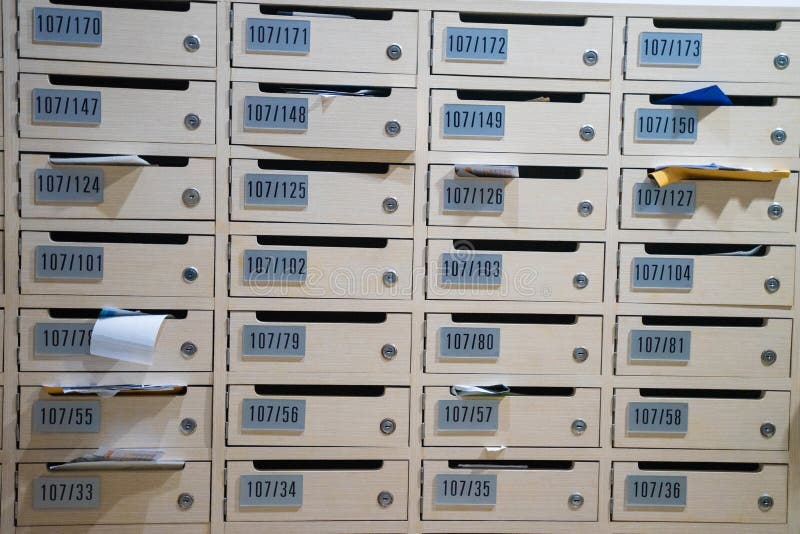 Wood Lobby Locker in Condominium Stock Image - Image of lockers, indoor ...