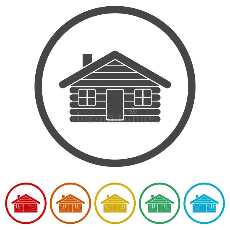 Wood Log House Icons Set - Vector Illustration Stock Illustration ...