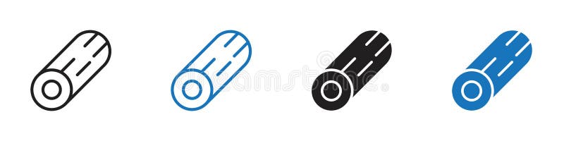Wood Log Icon Linear Graphics Set Vector in Black Stock Illustration ...