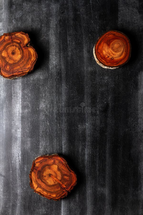 Wood Log Tree Slices on Chalkboard Stock Photo - Image of trunk, cross ...
