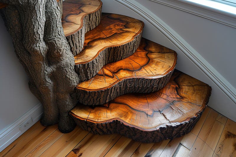Wood Log Tree Trunk Spiral Staircase. Generative AI Stock Illustration ... Wood Log Tree Trunk Spiral Staircase. Generative AI Stock Illustration ...