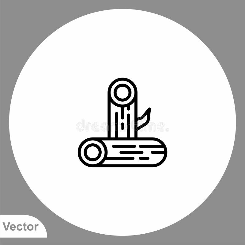 Wood Log Vector Icon Sign Symbol Stock Vector - Illustration of cartoon ...