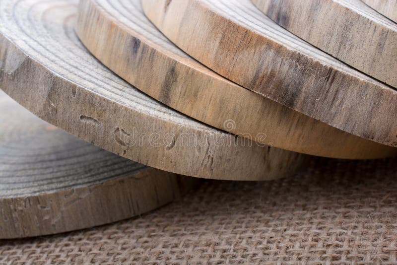 Wood Logs Cut in Round Thin Pieces Stock Image - Image of lumber ...