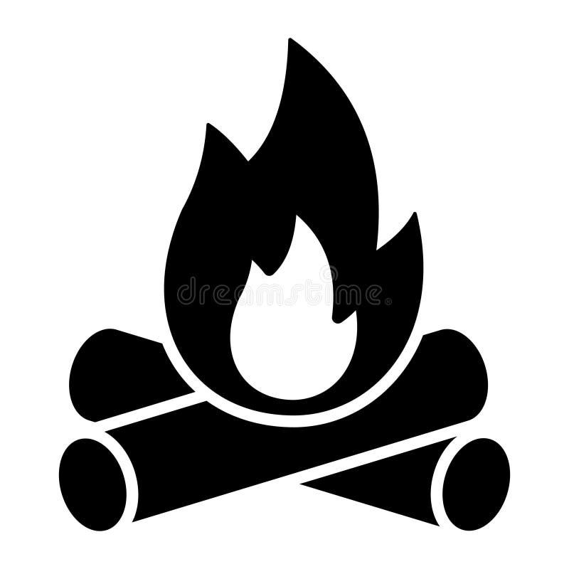 Wood Logs with Fire Flame Icon, Editable Vector of Campfire Stock ...