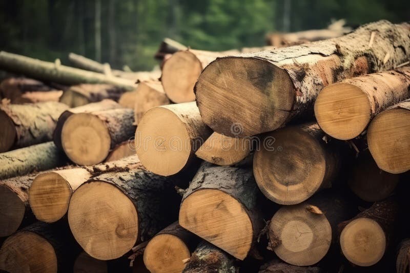 Wood Logs Forest Stack. Generate Ai Stock Photo - Image of brown ...