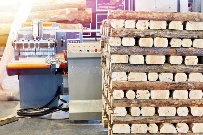 Wood Logs Woodworking Industry Stock Photo - Image of metal, process ...