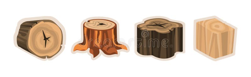 Wood and Lumber Material Sticker and Element Vector Set. Stock Vector ...
