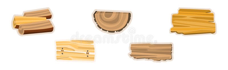 Wood and Lumber Material Sticker and Element Vector Set. Stock ...