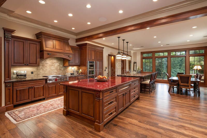 Wood Luxury Large Kitchen, Dining Room. Wood Luxury Large Kitchen with ...