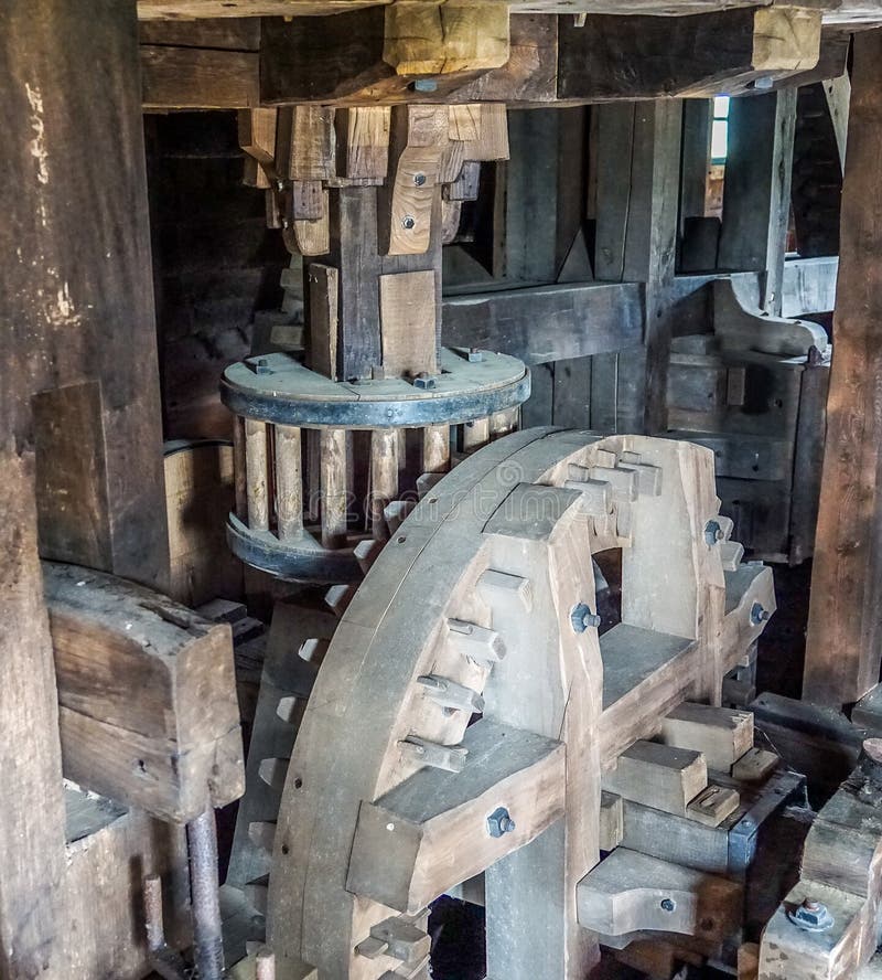 Of Wood Made Gear of an Old Windmill Stock Photo - Image of building ...