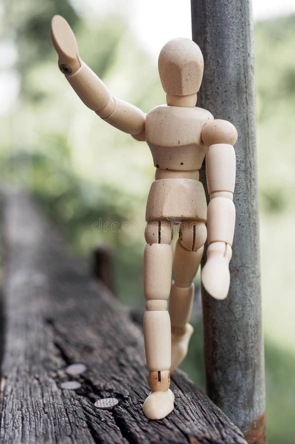 Wood man stand on wood stock photo. Image of stand, figure - 97654478