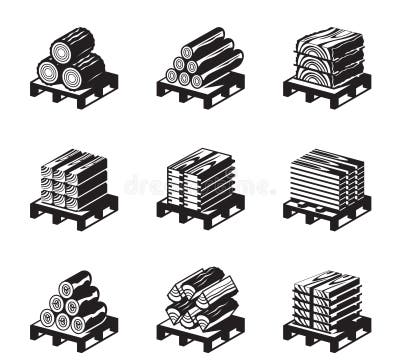 Wood materials icon set stock vector. Illustration of logs - 52506392