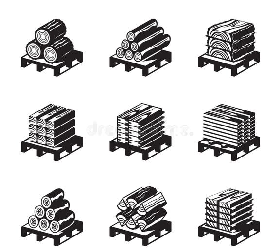 Wood materials icon set stock vector. Illustration of logs - 52506392
