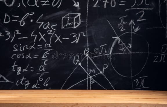 Wood with Math on Chalkboard Stock Photo - Image of symbol, board ...