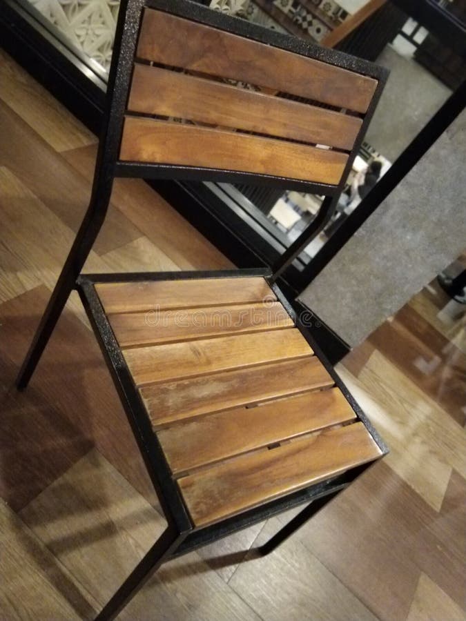 Wood metal chair stock photo. Image of shelf, flooring - 266402598