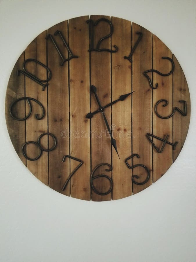 Wood Clock stock image. Image of metal, wood, clock - 109513151