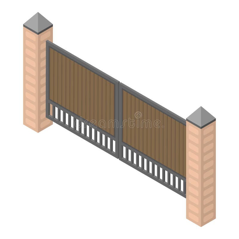 Wood Metal Gates Icon, Isometric Style Stock Vector - Illustration of ...