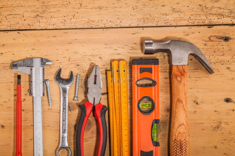 Wood mounting tools stock image. Image of improvement - 49867045