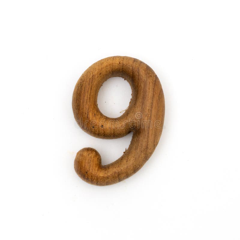 Wood number nine on white stock photo. Image of progress - 169728152
