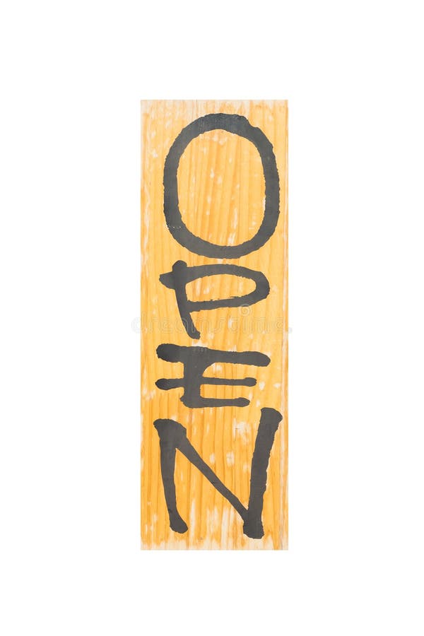 Wood open sign isolated stock photo. Image of restaurant - 147905104
